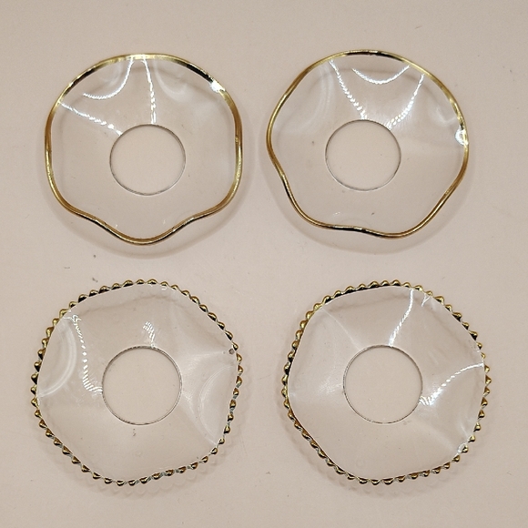 Accents | Vintage Clear Glass With Gold Trim Candle Bobeches Fluted ...